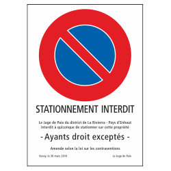 Interdiction de parquer avec mise à ban